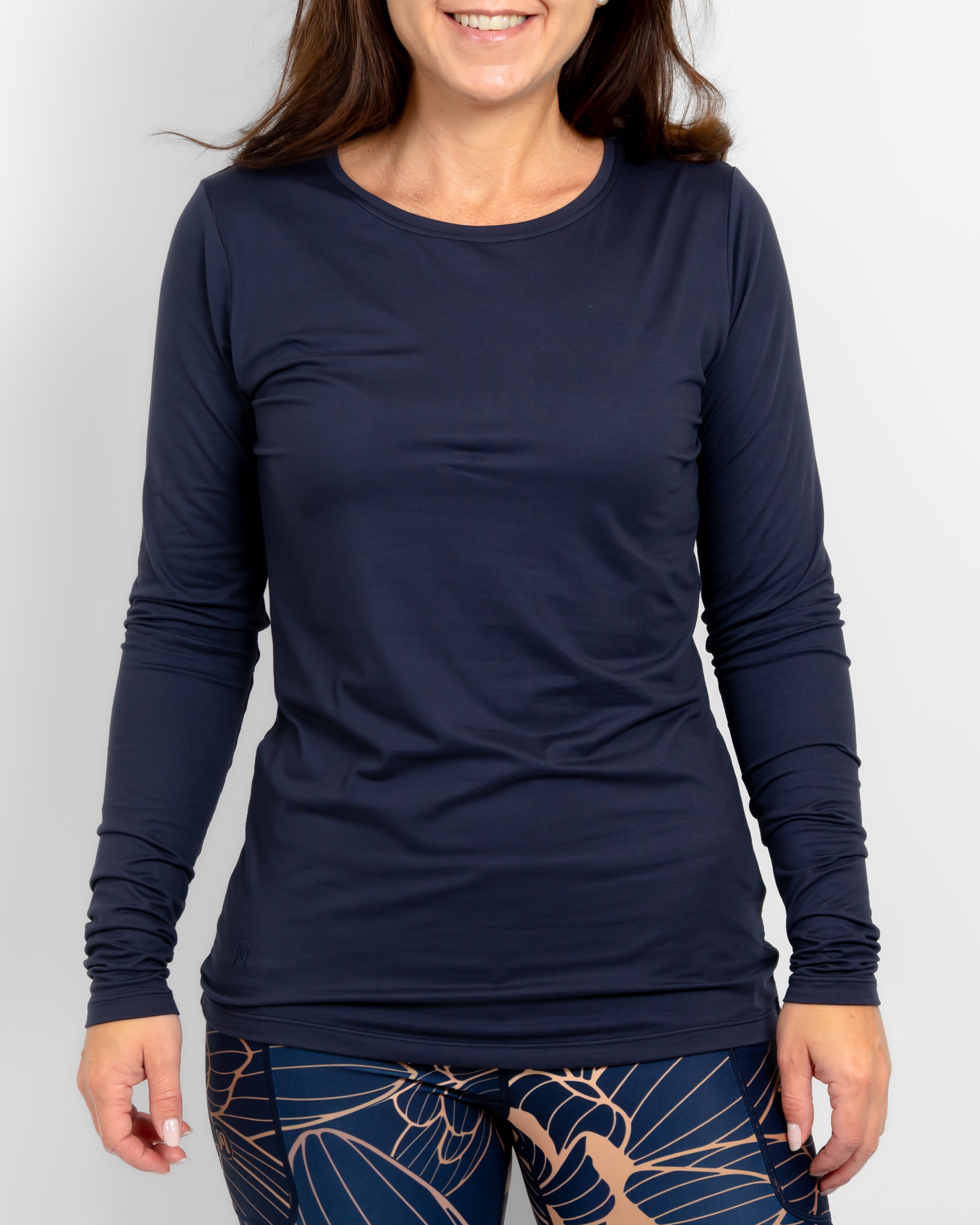 Mira Fitted Deep Blue Long-Sleeve – Maya Freya