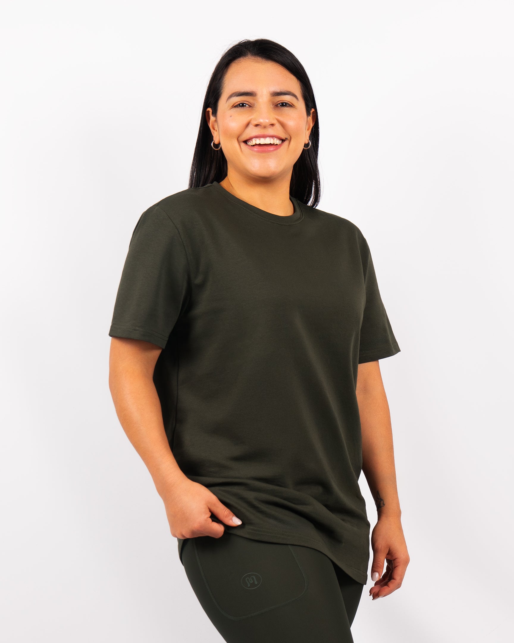 Naomi Everyday Deep Olive Long T-Shirt – Maya Freya