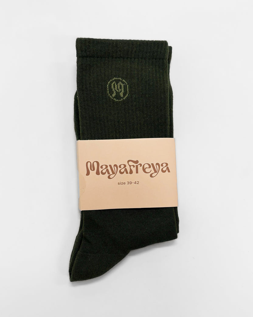Zoe Deep Olive Socks – Maya Freya